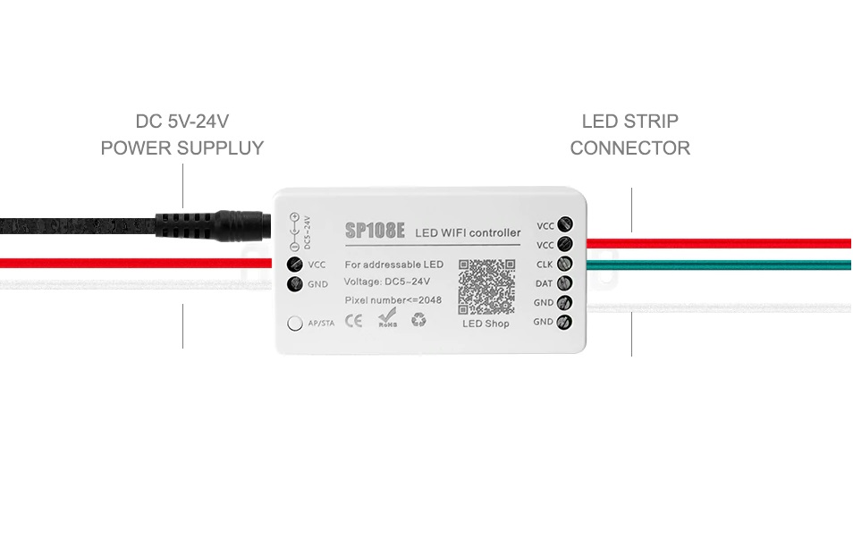 Controlador Led SP108E (2048 leds + Wifi) - ELECTROART