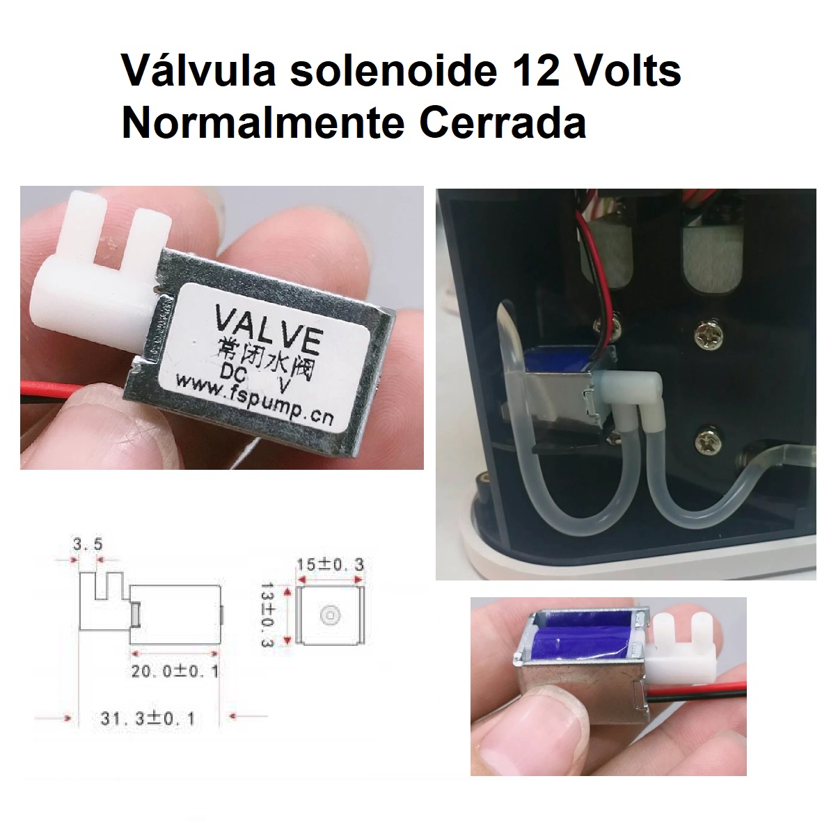 Mini Micro Válvula Solenoide Normalmente Cerrada 12V - ELECTROART