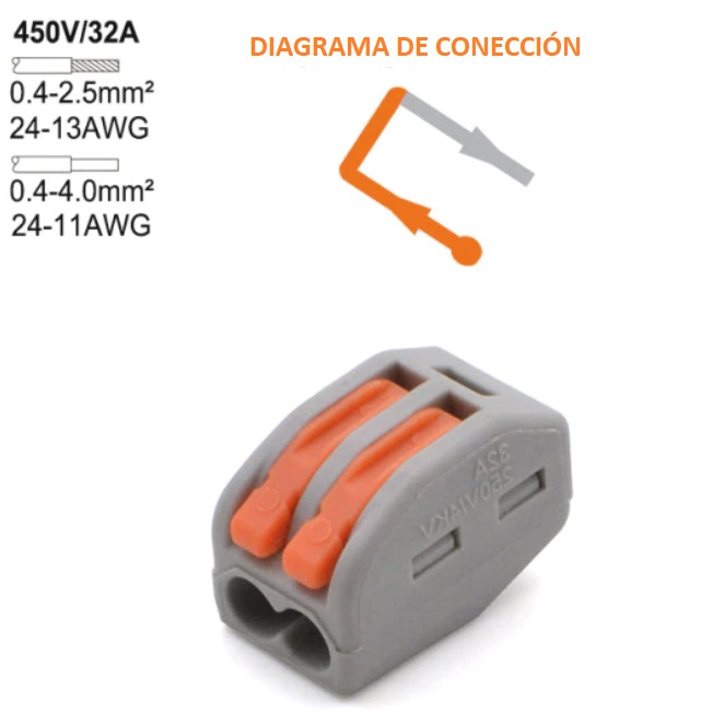 10x Pack Conector Eléctrico Rápido Wago 212 ( 2 pines ) - ELECTROART